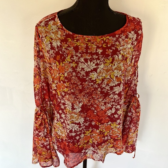 Lily White | Tops | Sheer Flowered Boho Top | Poshmark